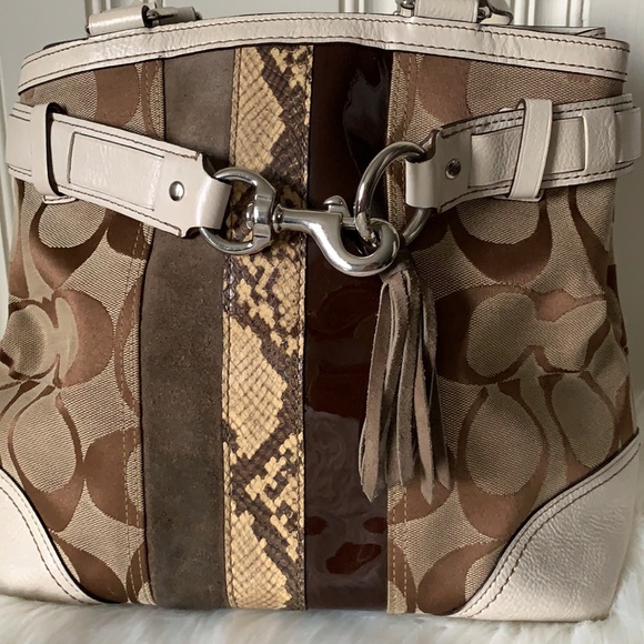 Coach | Bags | Coach Monogram Hampton Handbag Brownivory | Poshmark